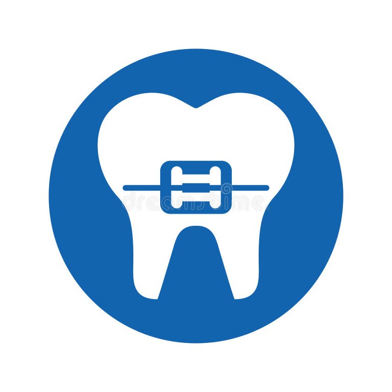 Tooth with Orthodontic Bracket Isolated Icon Stock Vector ...