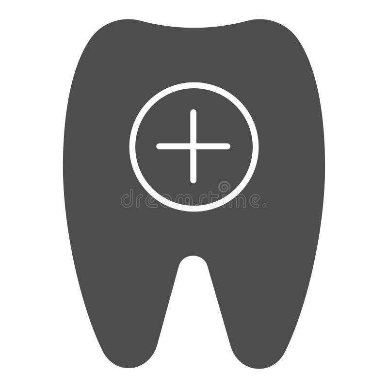 Tooth and Plus Solid Icon. Healthy Tooth Vector Illustration Isolated ...