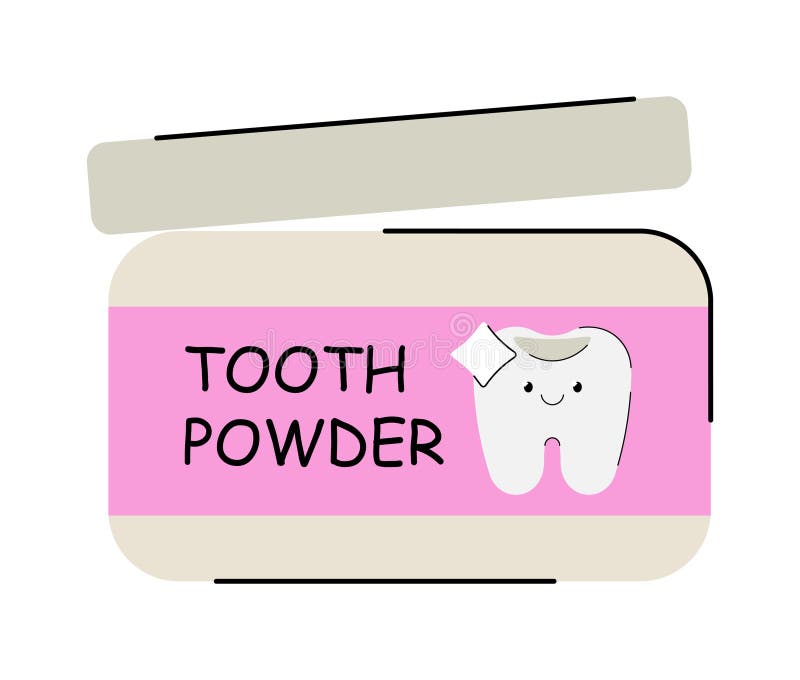Tooth Powder Toothpaste Container with a Flat Vector Illustration of a ...