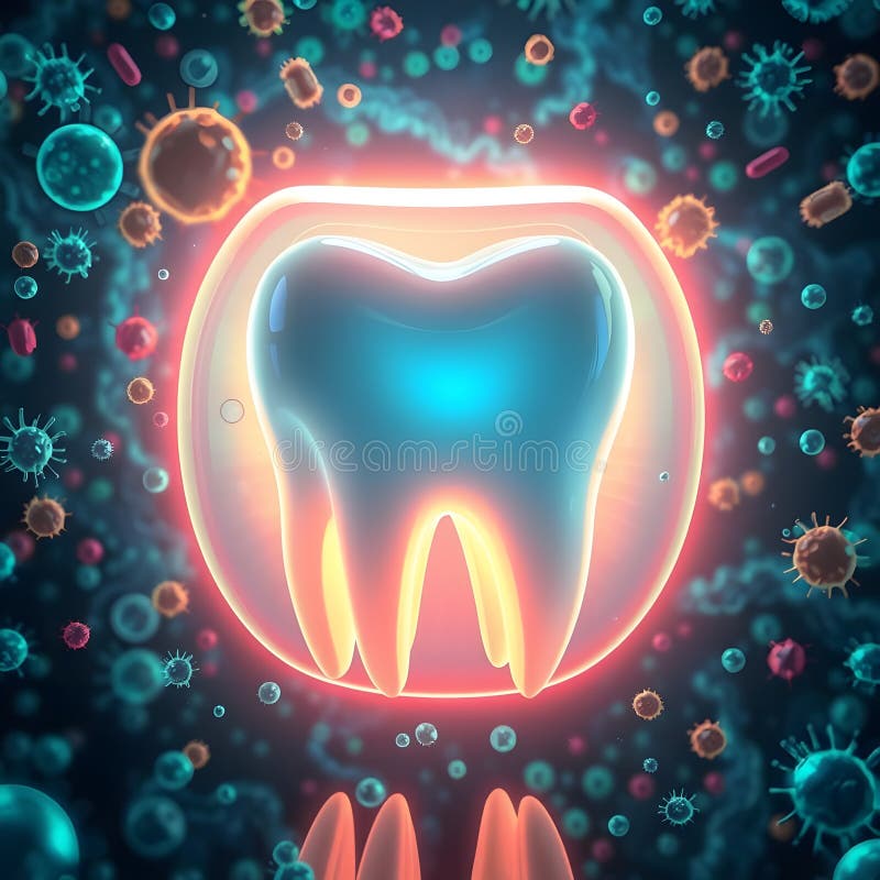 Tooth Protection Against Bacteria and Viruses. 3D Illustration. Stock ...