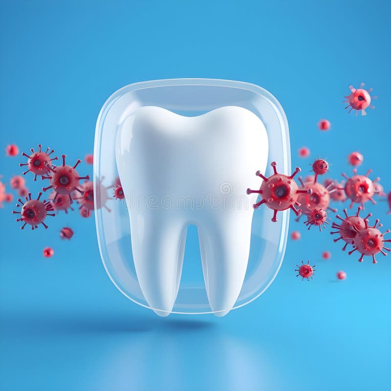 Tooth Protection Against Bacteria and Viruses. 3D Illustration. Stock ...