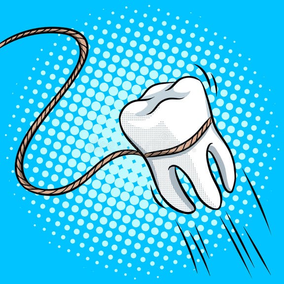 Tooth Pulled with Rope Pop Art Vector Illustration Stock Vector ...