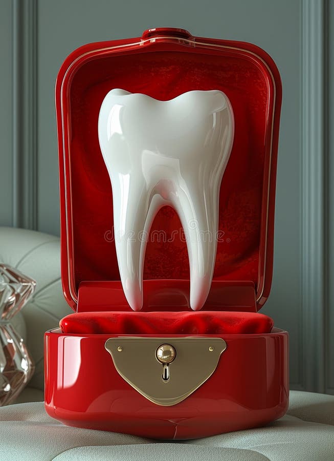Tooth in Red Case. a Tooth in a Red Ring Box Stock Photo - Image of ...