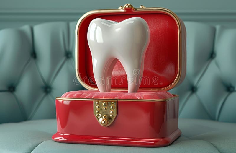 Tooth in Red Case. a Tooth in a Red Ring Box Stock Photo - Image of ...