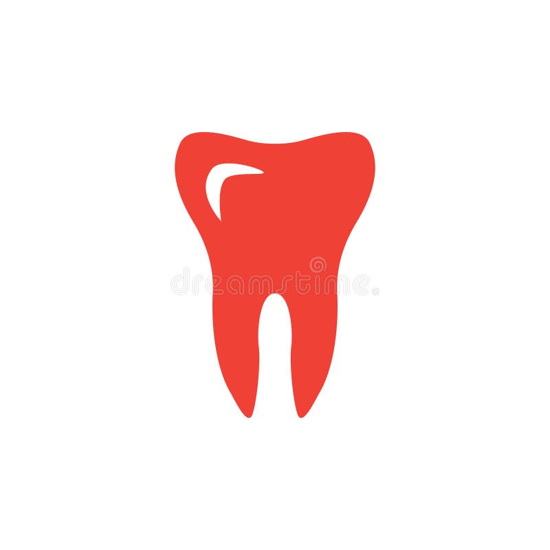 Tooth Red Icon on White Background. Red Flat Style Vector Illustration ...