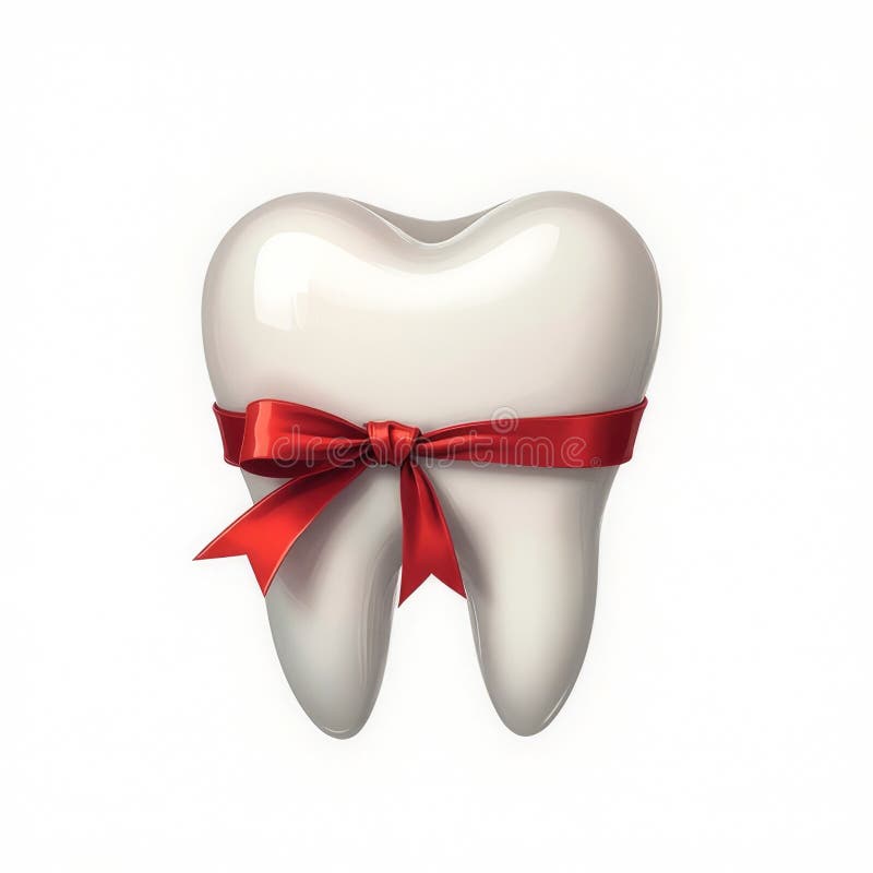 Tooth with a Red Ribbon Around it Stock Photo - Image of dentist ...