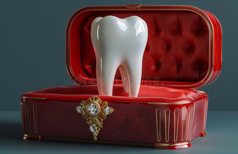 Tooth in Red Velvet Box. a Tooth in a Red Ring Box Stock Image - Image ...