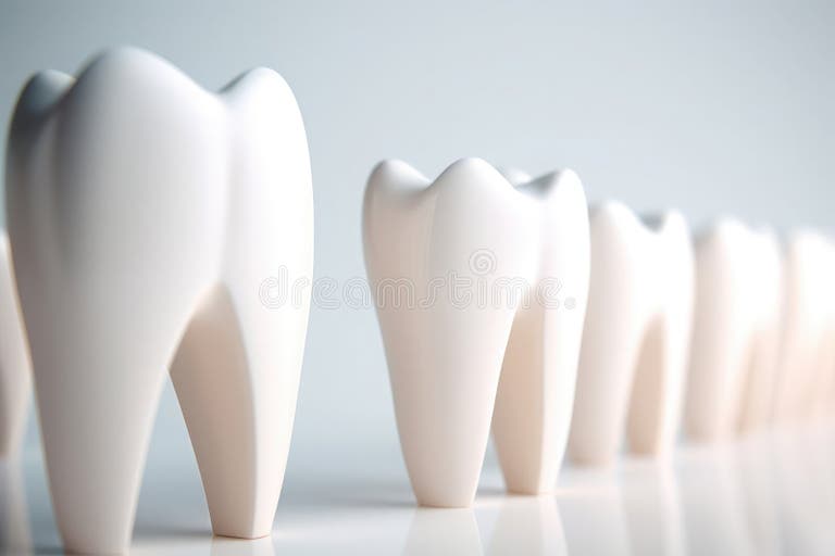 Tooth Row on a Light Background, Light Emphasizes the Cleanliness of ...
