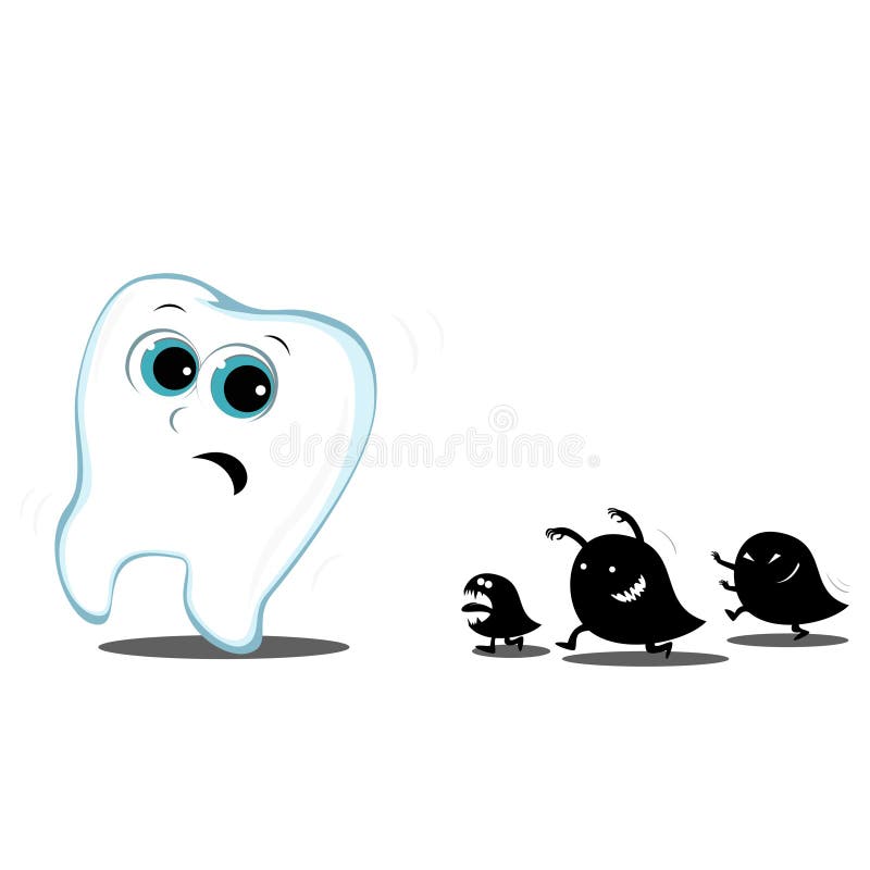 Tooth Running Away from Monsters Carious Stock Vector - Illustration of ...