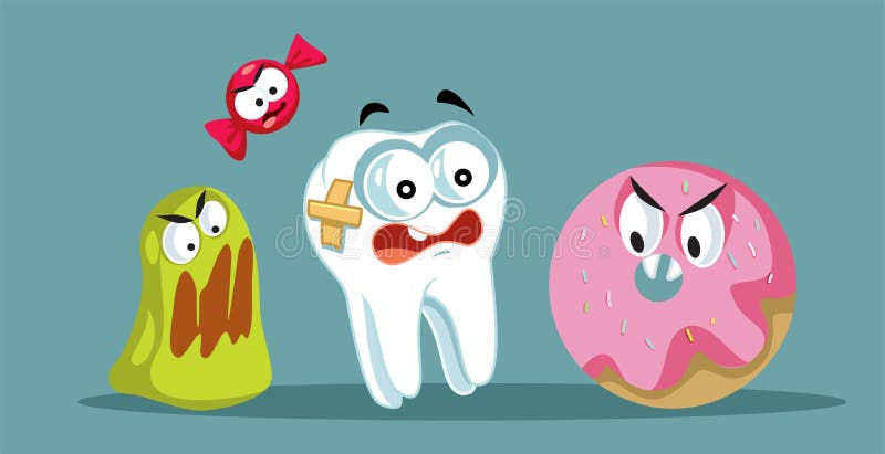 Tooth Scared of Candy and Sweets Vector Concept Illustration Stock ...