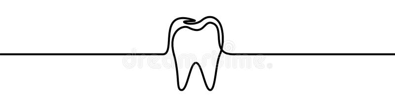 Tooth Shape Drawing by Continuos Line, Thin Line Design Stock Vector ...