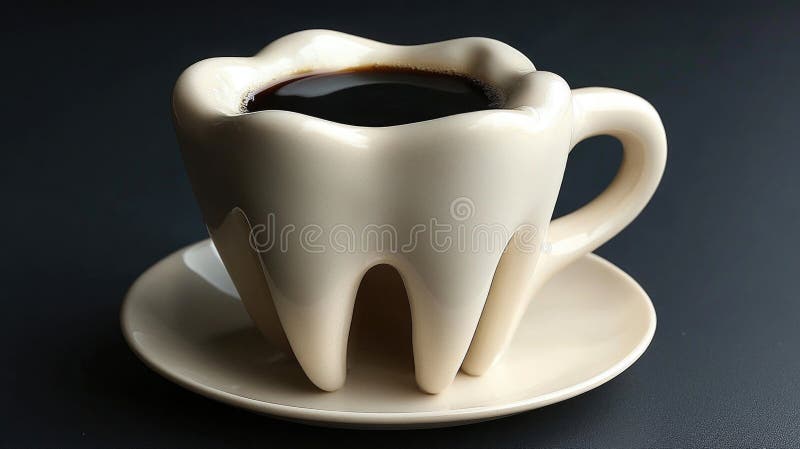 Tooth-shaped Coffee Mug with Black Coffee in Unique Design Stock Image ...