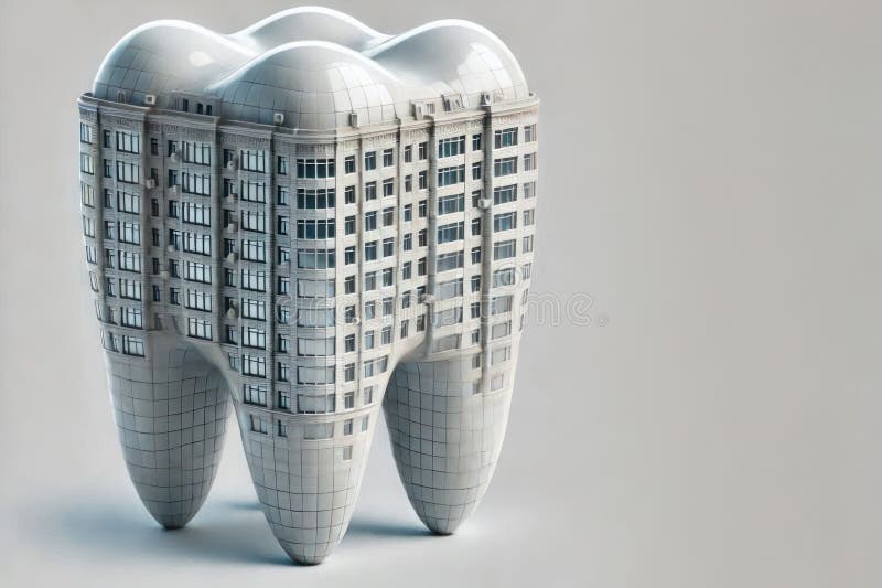 A Tooth-shaped House with Windows. Space for Text. Stock Image - Image ...
