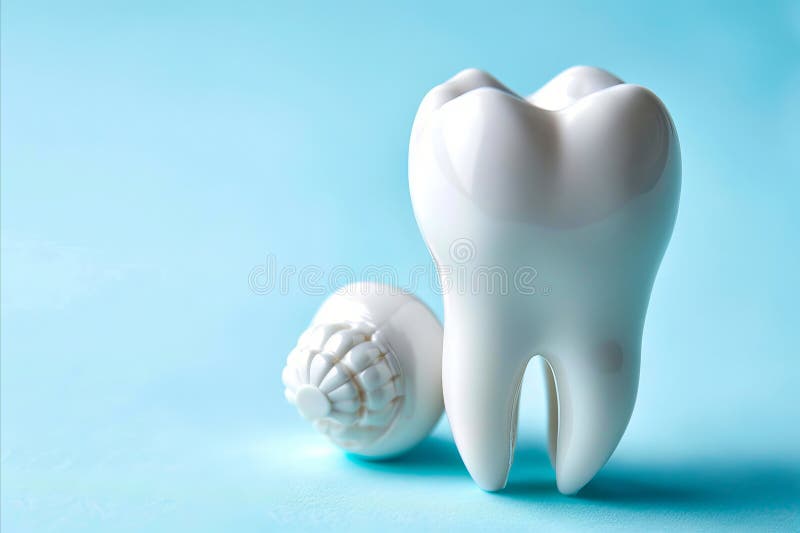 A Tooth and Shell on a Blue Background Stock Photo - Image of mouth ...