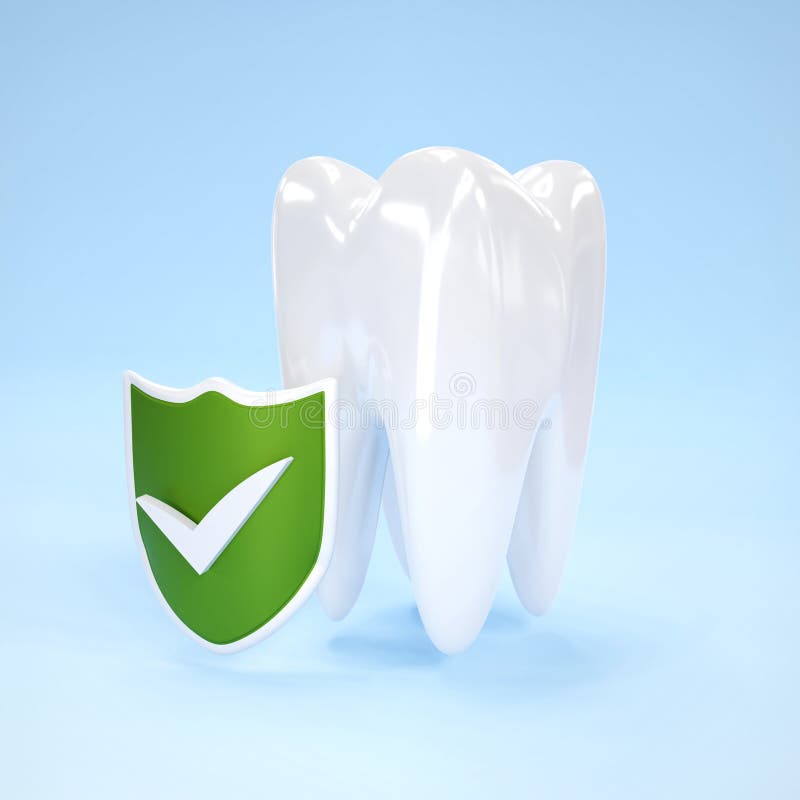 Tooth with Shield on Blue Background Stock Photo - Image of blue, clean ...