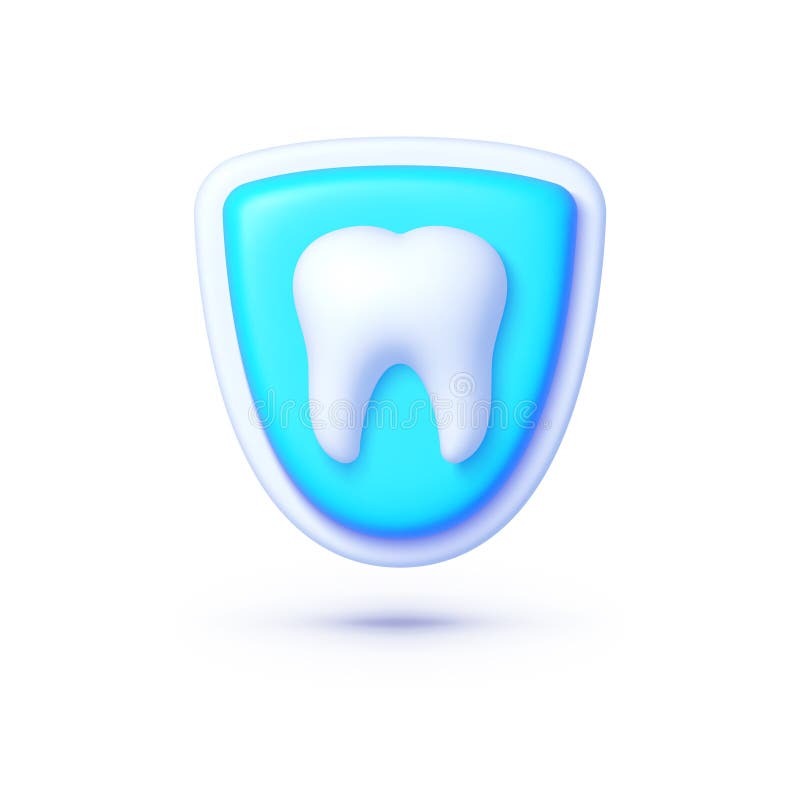 Tooth Shield 3D on White Background for Concept Design. Realistic 3d ...
