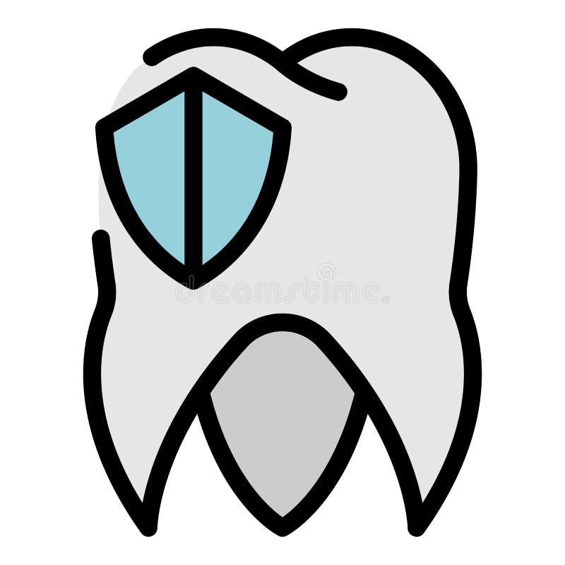 Tooth and Shield Icon Color Outline Vector Stock Vector - Illustration ...