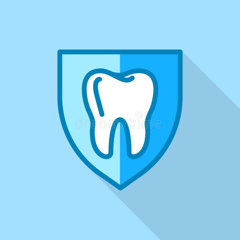 Tooth on Shield Logo Icon, Flat Style Stock Vector - Illustration of ...