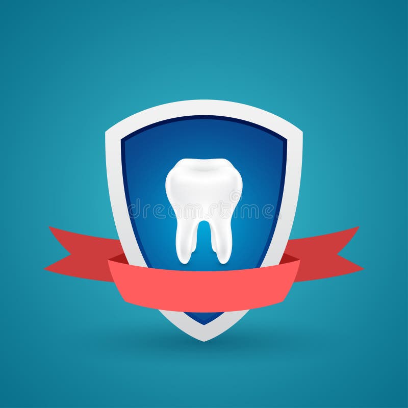 Tooth on the Shield Protected Icon Stock Illustration - Illustration of ...