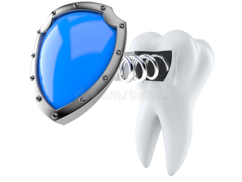 Tooth with shield stock illustration. Illustration of empty - 100962331