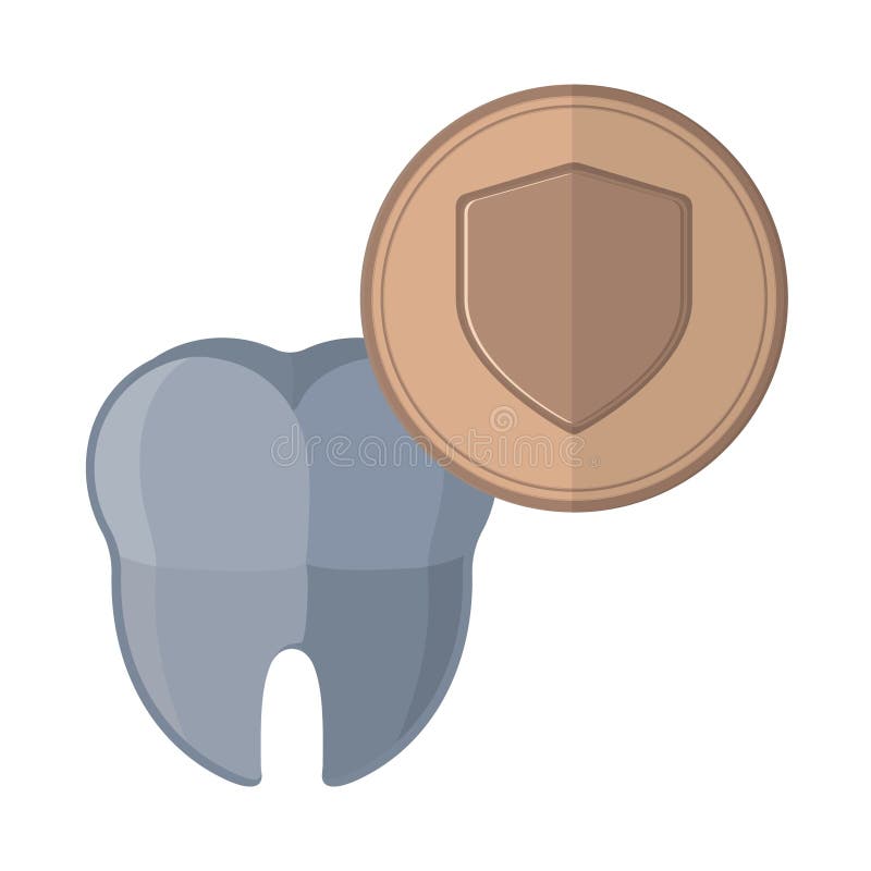 Tooth with Shield. Vector Illustration Decorative Design Stock Vector ...