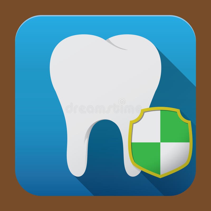 Tooth with Shield. Vector Illustration Decorative Design Stock Vector ...