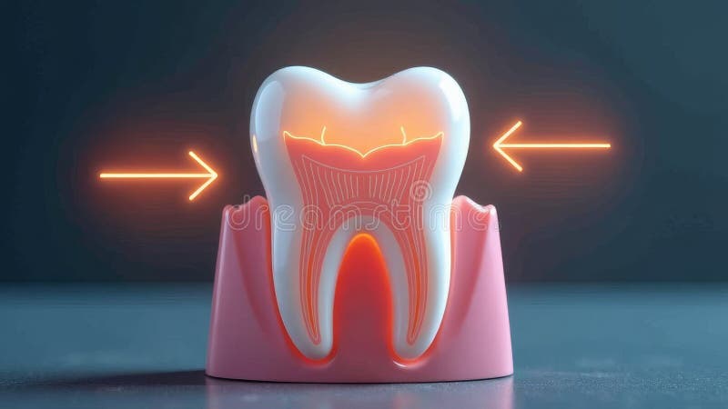 A Tooth is Shown with a Pink Base and a White Top Stock Illustration ...