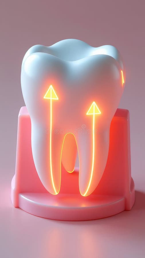 A Tooth is Shown with a Pink Base and a White Top Stock Illustration ...