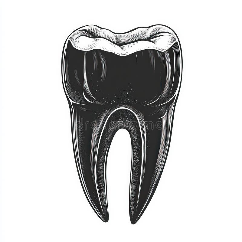 Tooth Silhouette , Black and White Illustration Isolated on White ...