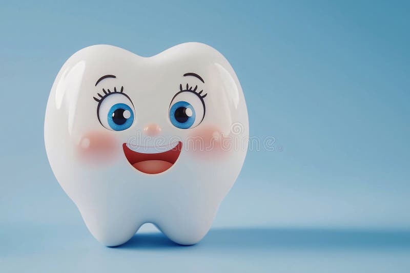 A Tooth with a Smile on it is Sitting on a Blue Background Stock ...
