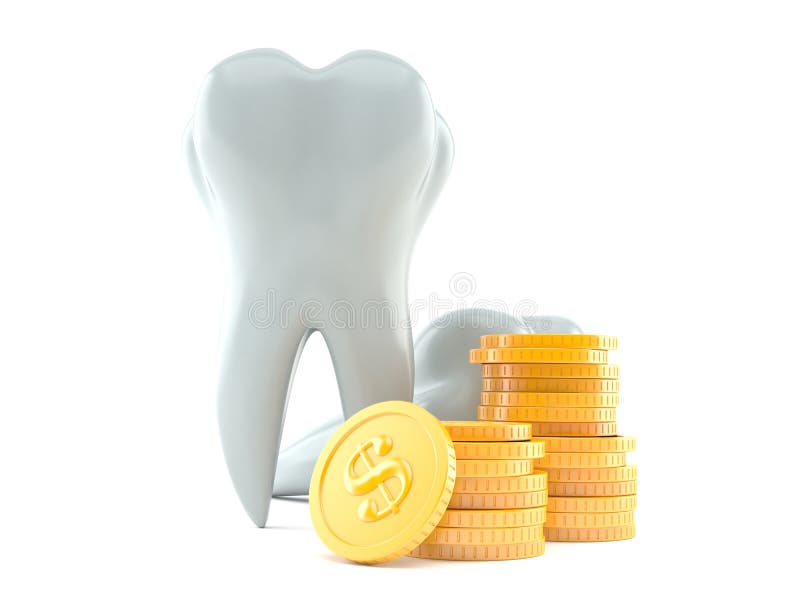 Tooth with stack of coins stock illustration. Illustration of money ...