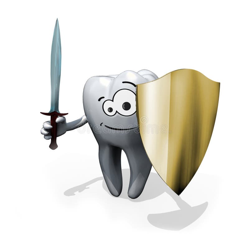 Tooth with Sword and Shield Stock Illustration - Illustration of ...