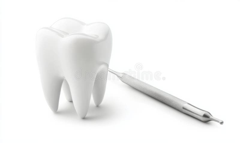 A Tooth with a Tool Isolated on White Background Stock Illustration ...