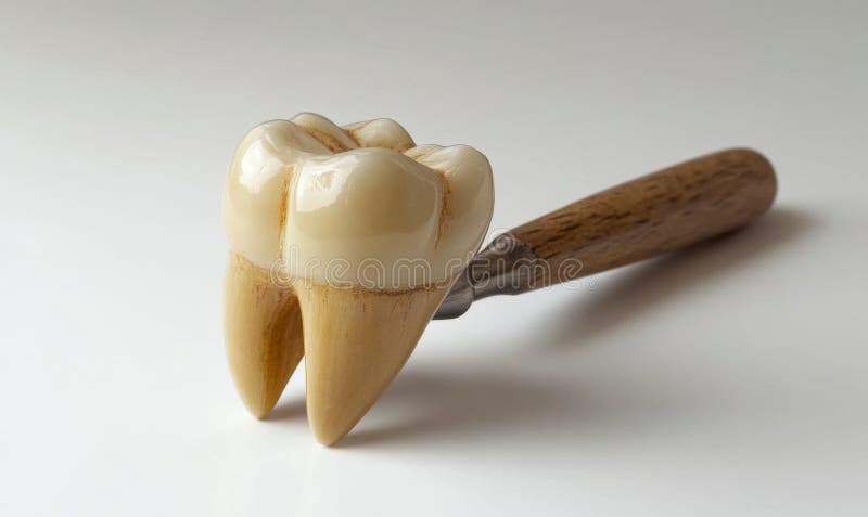A Tooth with a Tool Isolated on White Background Stock Illustration ...