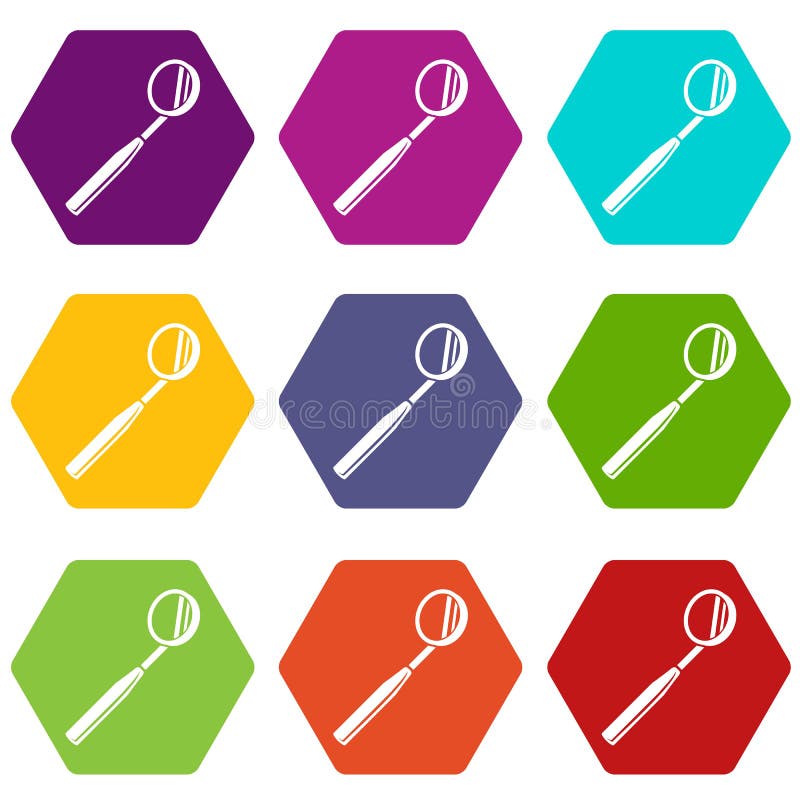 Tooth Tool Mirror Icons Set 9 Vector Stock Vector - Illustration of ...