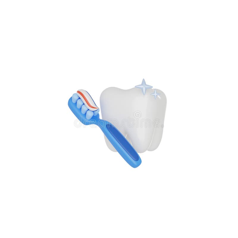 Tooth with Toothbrush 3D Icon Stock Illustration - Illustration of ...