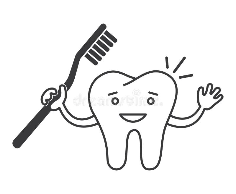 Tooth with Toothbrush in Hand Stock Vector - Illustration of mouth ...
