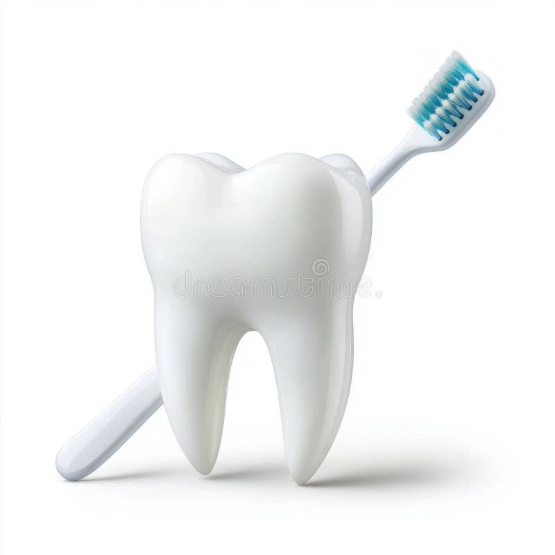 Tooth and Toothbrush Isolated on White Background Stock Illustration ...