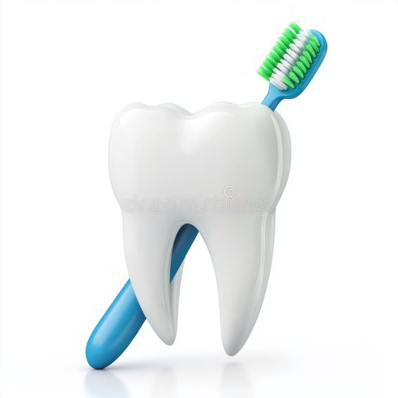 Tooth and Toothbrush Isolated on White Background Stock Illustration ...