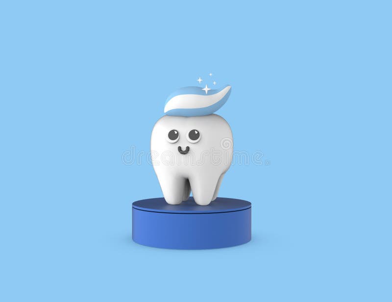 Tooth with Toothpaste 3D Render Stock Illustration - Illustration of ...