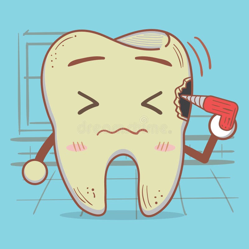 Tooth Using Dental Drill. Vector Illustration Decorative Design Stock ...