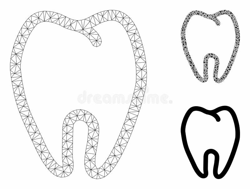 Tooth Vector Mesh Network Model and Triangle Mosaic Icon Stock Vector ...