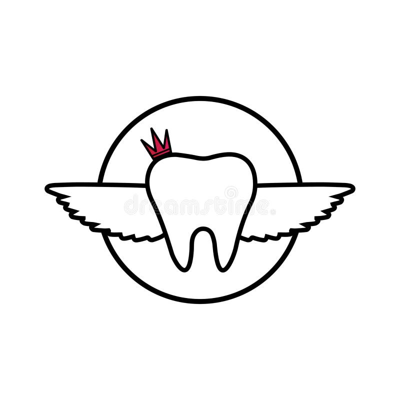 Flying Tooth Logo with King Crown Vector Illustration Stock ...
