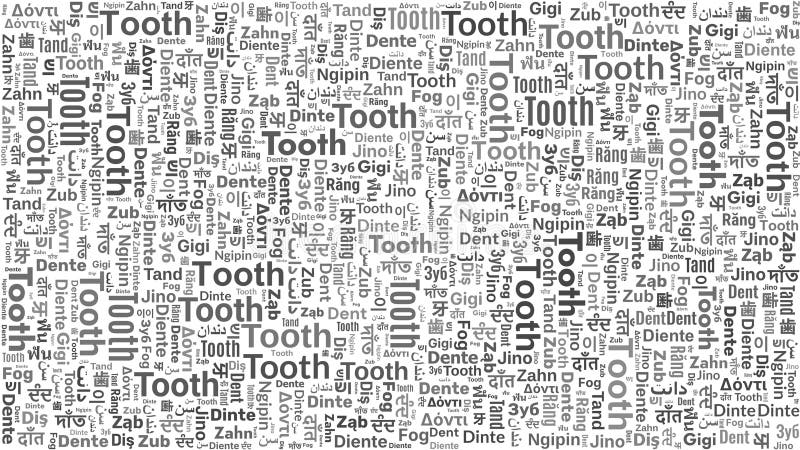Tooth Word Cloud in Multiple Languages Isolated on White Background for ...