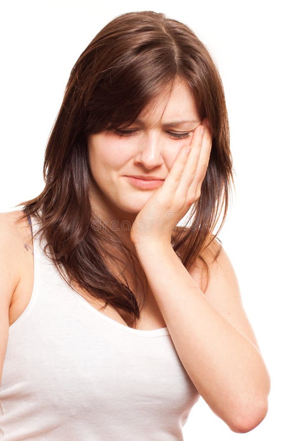 Toothache. Young Woman Suffering from Tooth Pain Isolated Stock Image ...