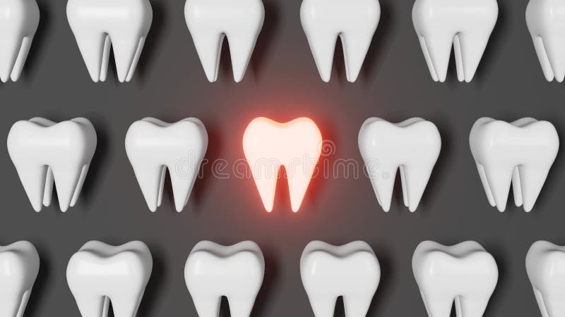Toothache 3D Loop Seamless Animation on Grey Background. White Healthy ...
