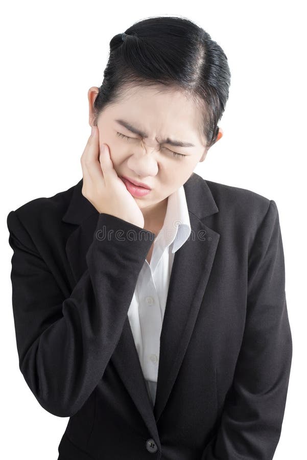 Toothache Symptom in a Woman Isolated on White Background. Clipping ...