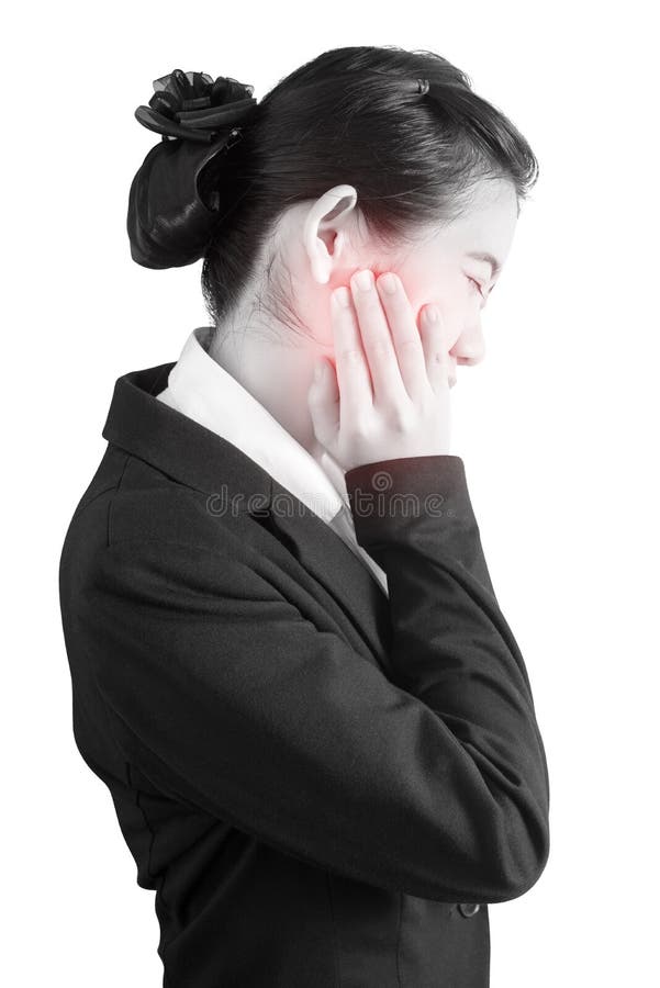 Toothache Symptom in a Woman Isolated on White Background. Clipping ...