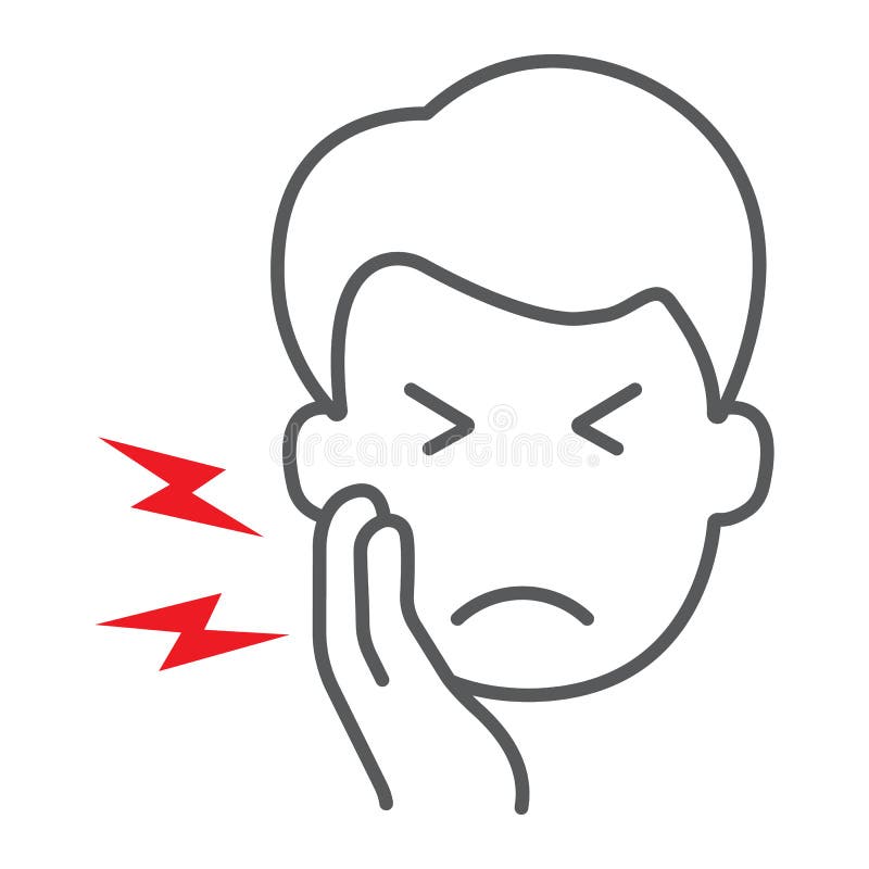 Toothache Line Icon, Body and Pain, Tooth Pain Sign, Vector Graphics, a ...