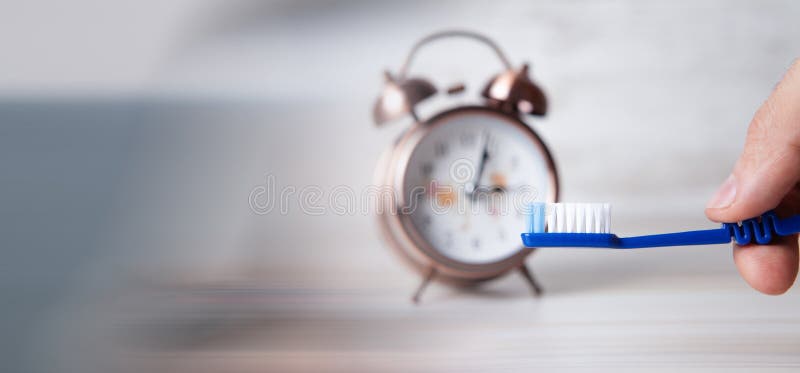 Toothbrush and Alarm Clock Time To Brush Your Teeth Stock Image - Image ...